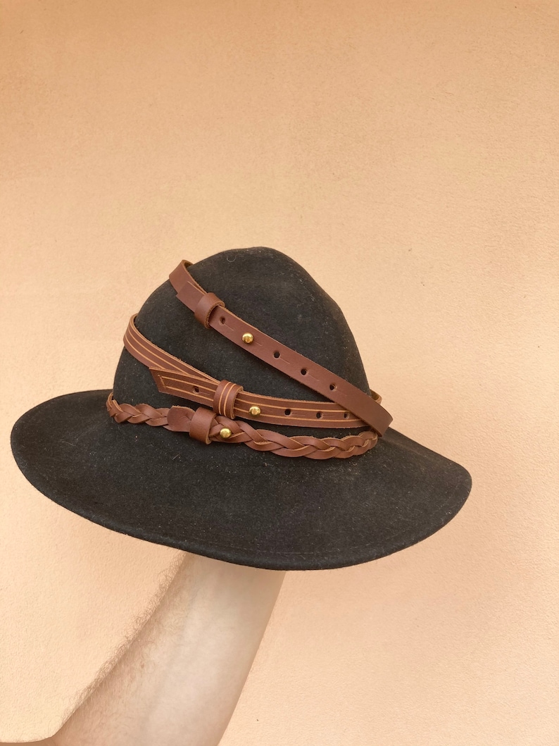 Leather Hat Band Adjustable Hatband Hat Accessory | Etsy