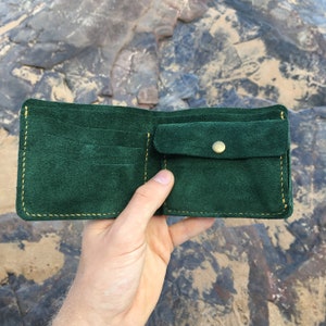 Green Suede Wallet, Mens Wallet, Suede Billfold, Australian Made - Etsy