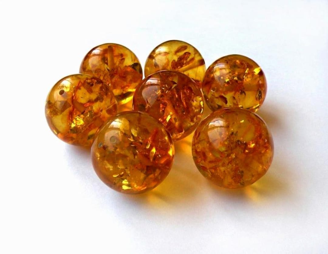 Genuine Amber Beads, 19.5 Mm and 18.5 Mm Diameter, 1 Drilled Baltic ...