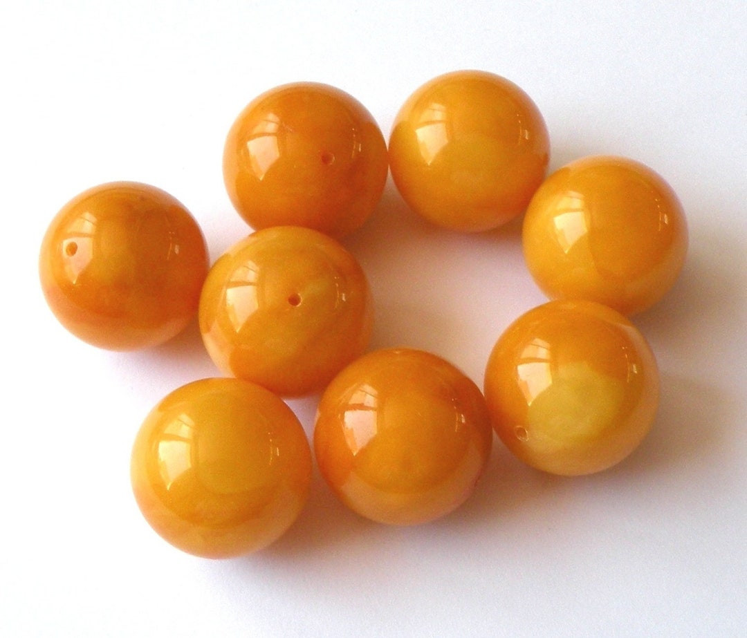 Baltic Amber Round Beads From 18.8 Mm to 19.8 Mm Size, Drilled, Old ...
