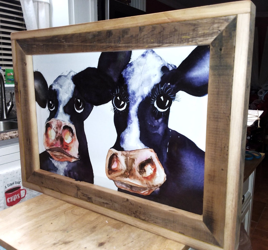 Clearance Canvas Cows picture, cartoon cows wall art, frame cow picture ...