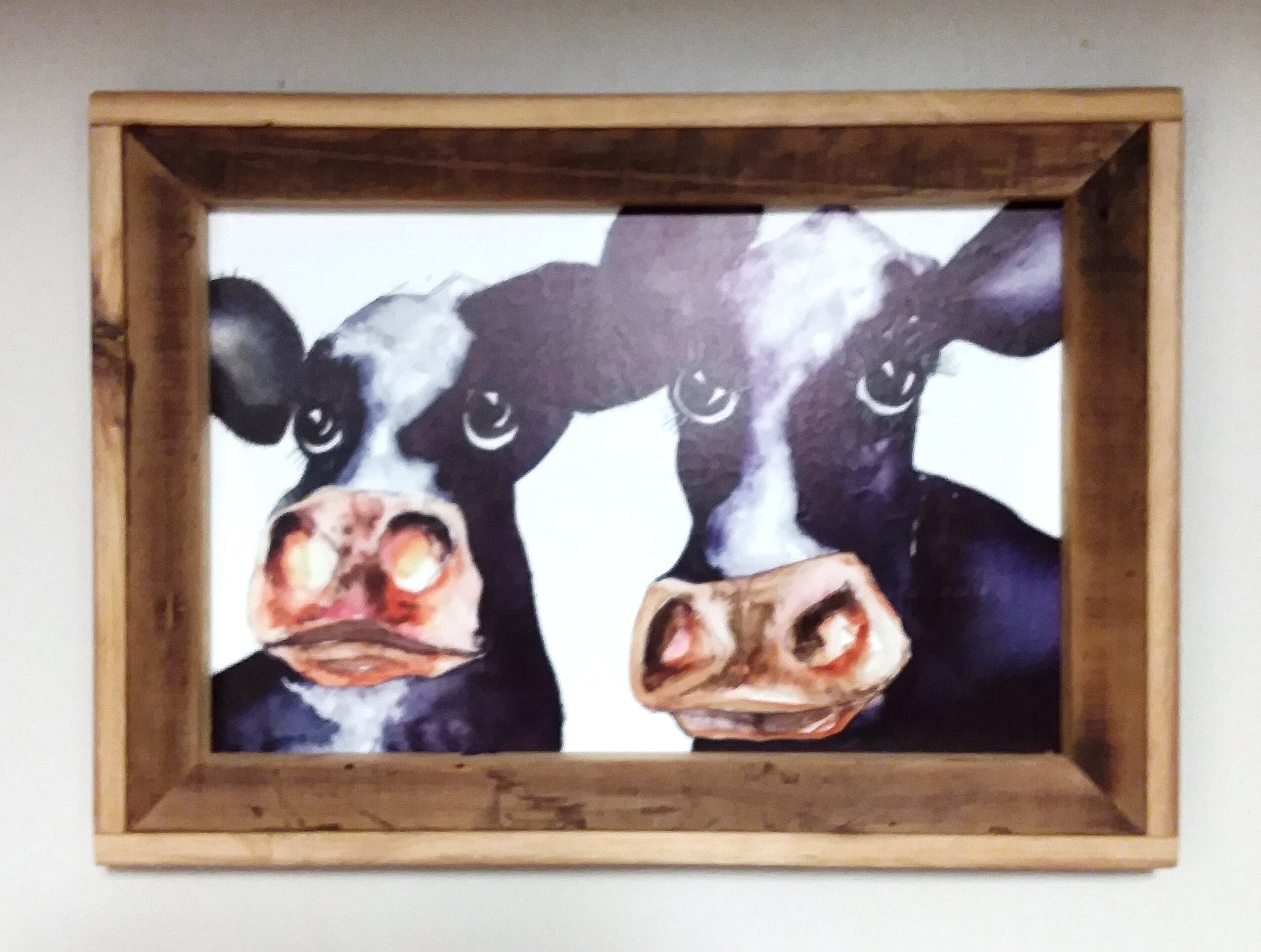 Clearance Canvas Cows picture, cartoon cows wall art, frame cow picture ...