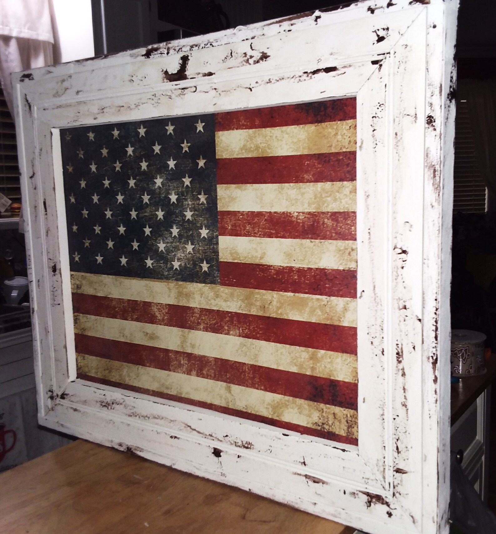 American Flag art Framed flag picture Custom Framed wall | Etsy