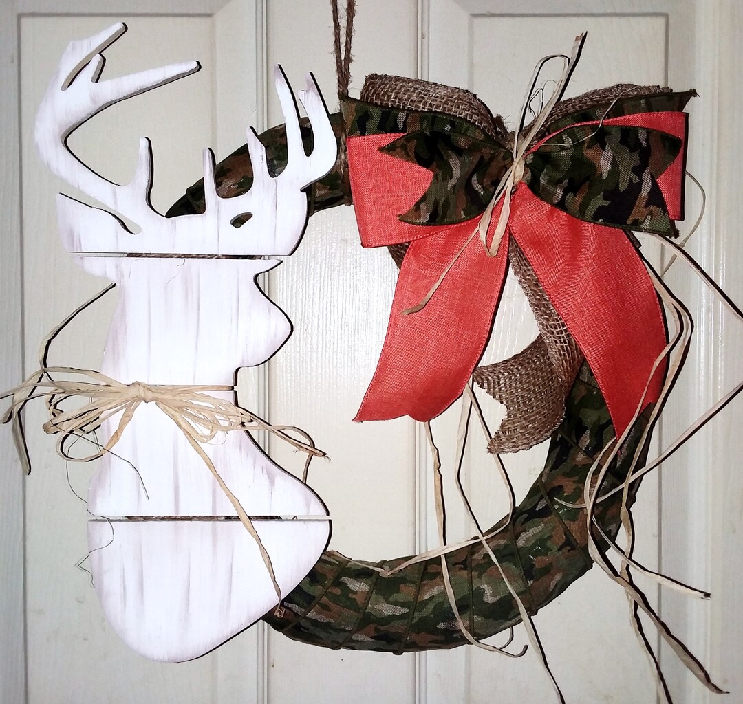 Deer Wreath, Hunter Wreath, Camouflage Deer Wreath, Hunters Door Hanger ...