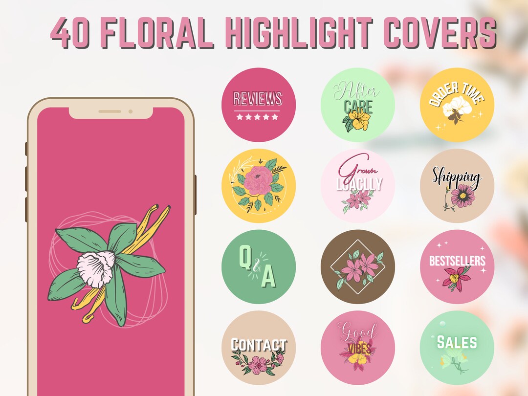 40 Floral Instagram Story Highlight Covers Canva, Pink IG Quotes, DIY ...