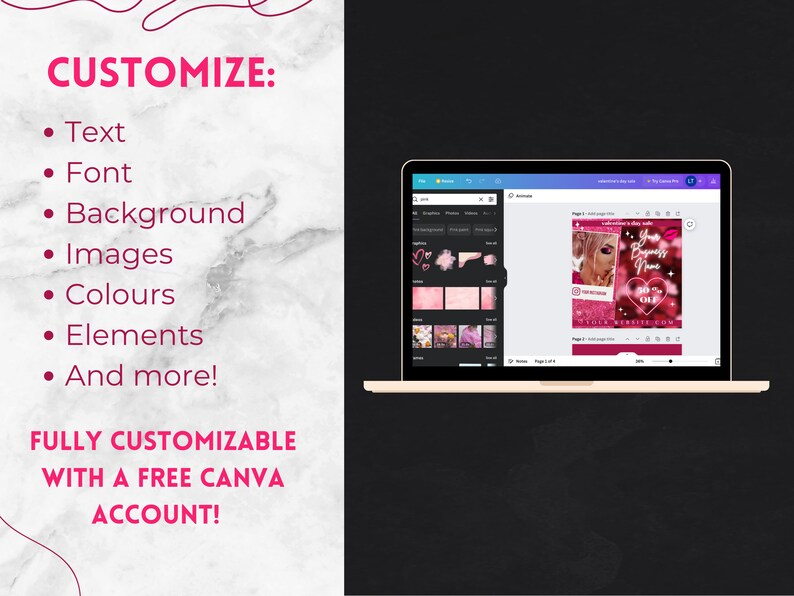 Pink Baddie Instagram Post Flyer Canva Template Pink IG - Etsy