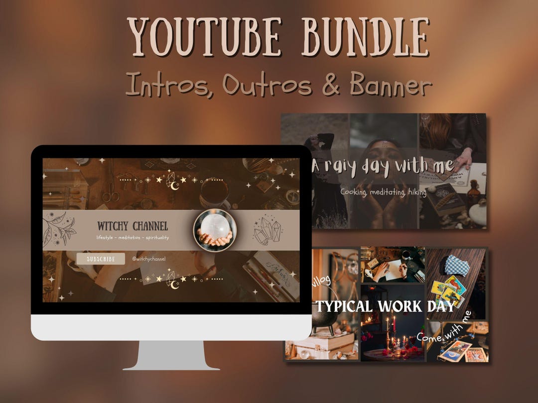 Witchy Youtube Bundle Template, DIY Youtube Branding Kit, Witch Youtube ...