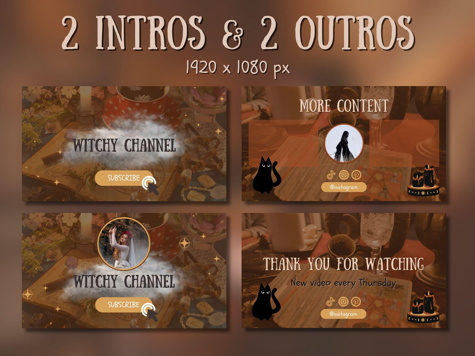 Witchy Youtube Bundle Template, DIY Youtube Branding Kit, Witch Youtube ...