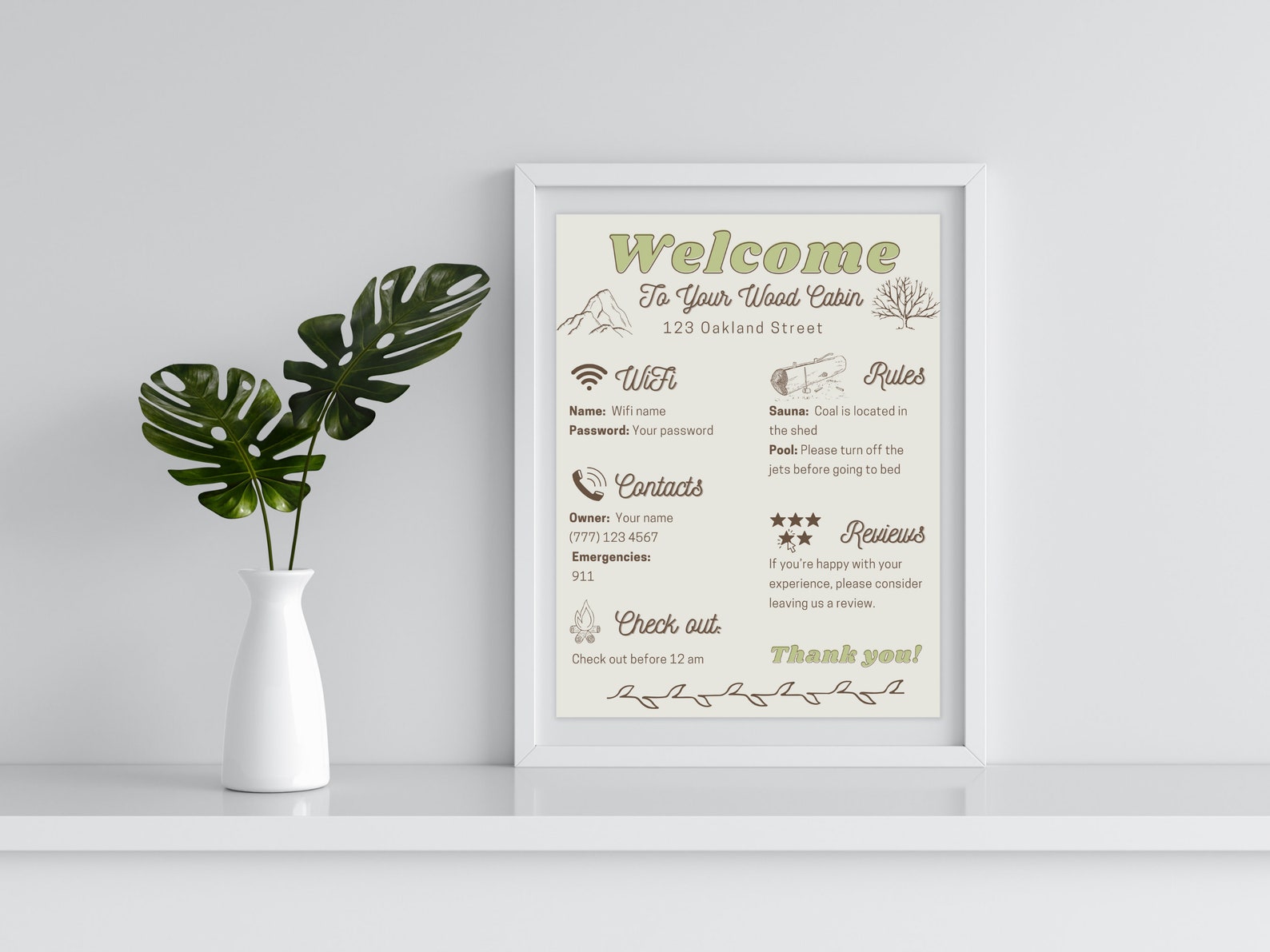 Airbnb Welcome Sign Editable Template for Cabin Rental Printable ...