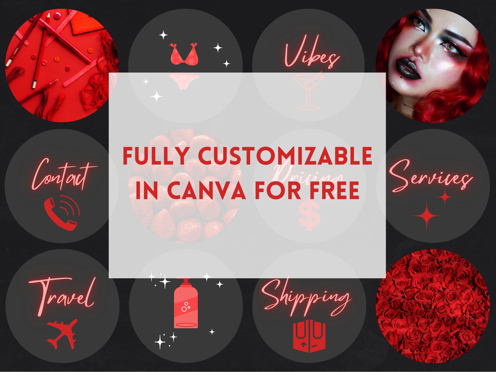 40 Red Luxury Baddie Instagram Highlight Covers Canva Template Luxe IG ...