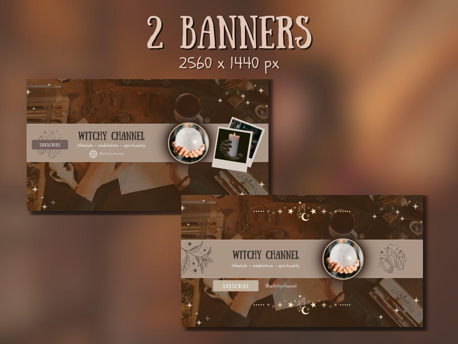 Witchy Youtube Bundle Template, DIY Youtube Branding Kit, Witch Youtube ...