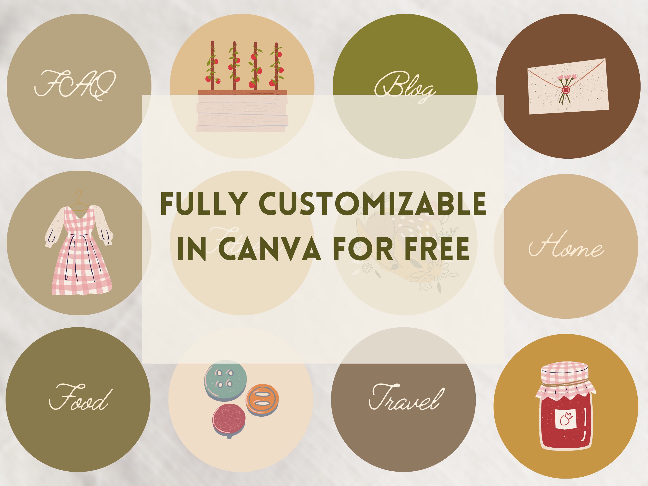 40 Instagram Highlight Covers Cottagecore Boho Canva Neutral Story IG ...