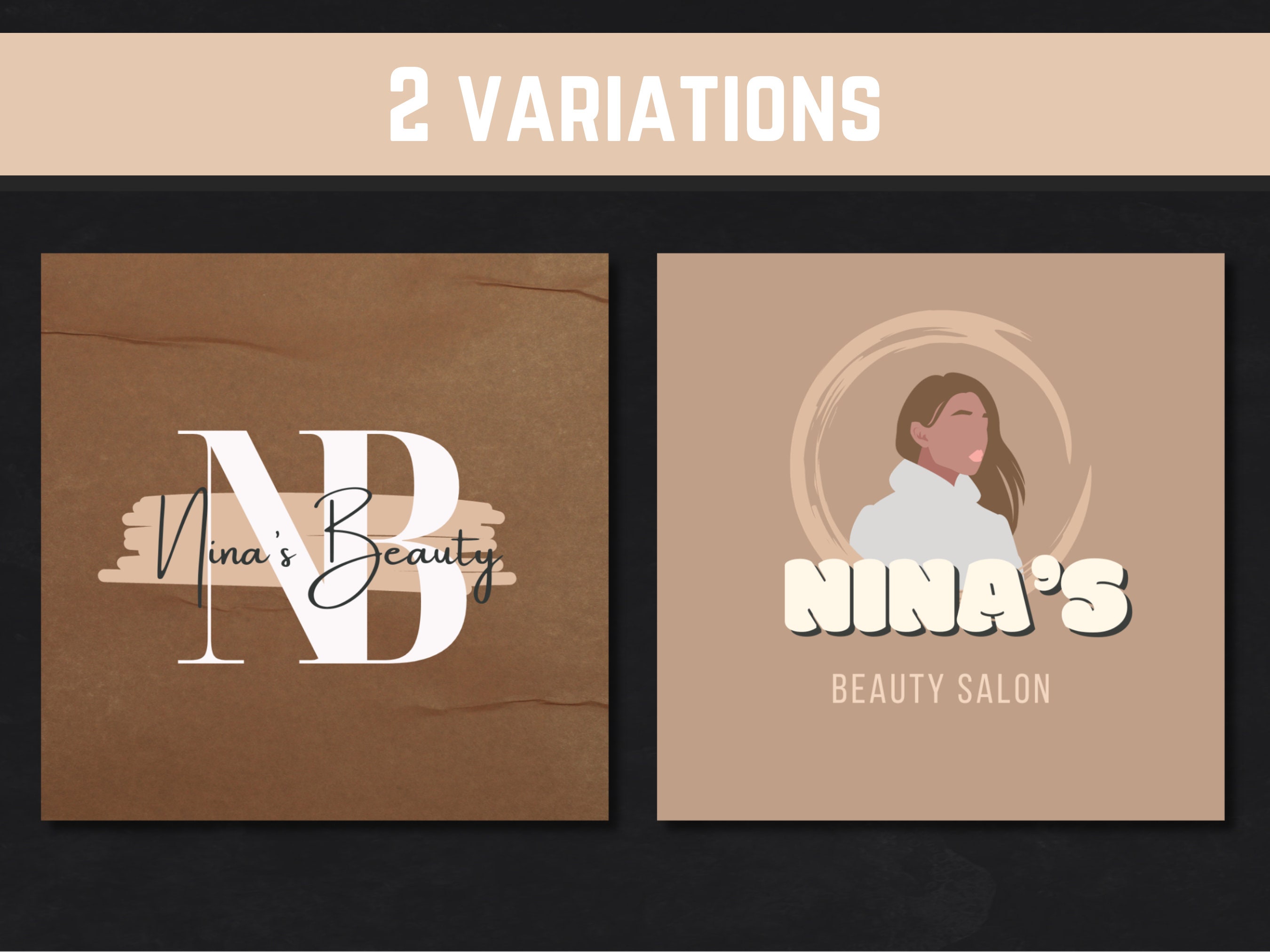 DIY Beauty Salon Logo, Neural Portrait Logo, Small Business Logo, Beige ...