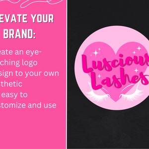 DIY Pink Lash Logo, Beauty Salon Small Business, Neon Logo Design, DIY ...