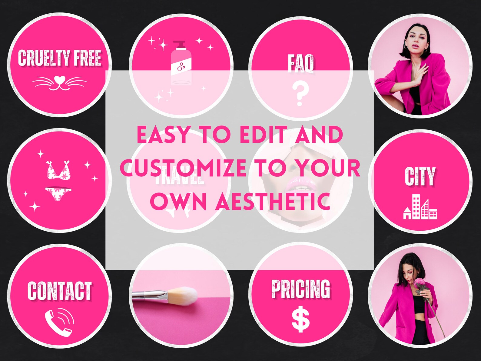 40 Pink Baddie Instagram Highlight Covers, Canva Template Eyelash Tech ...