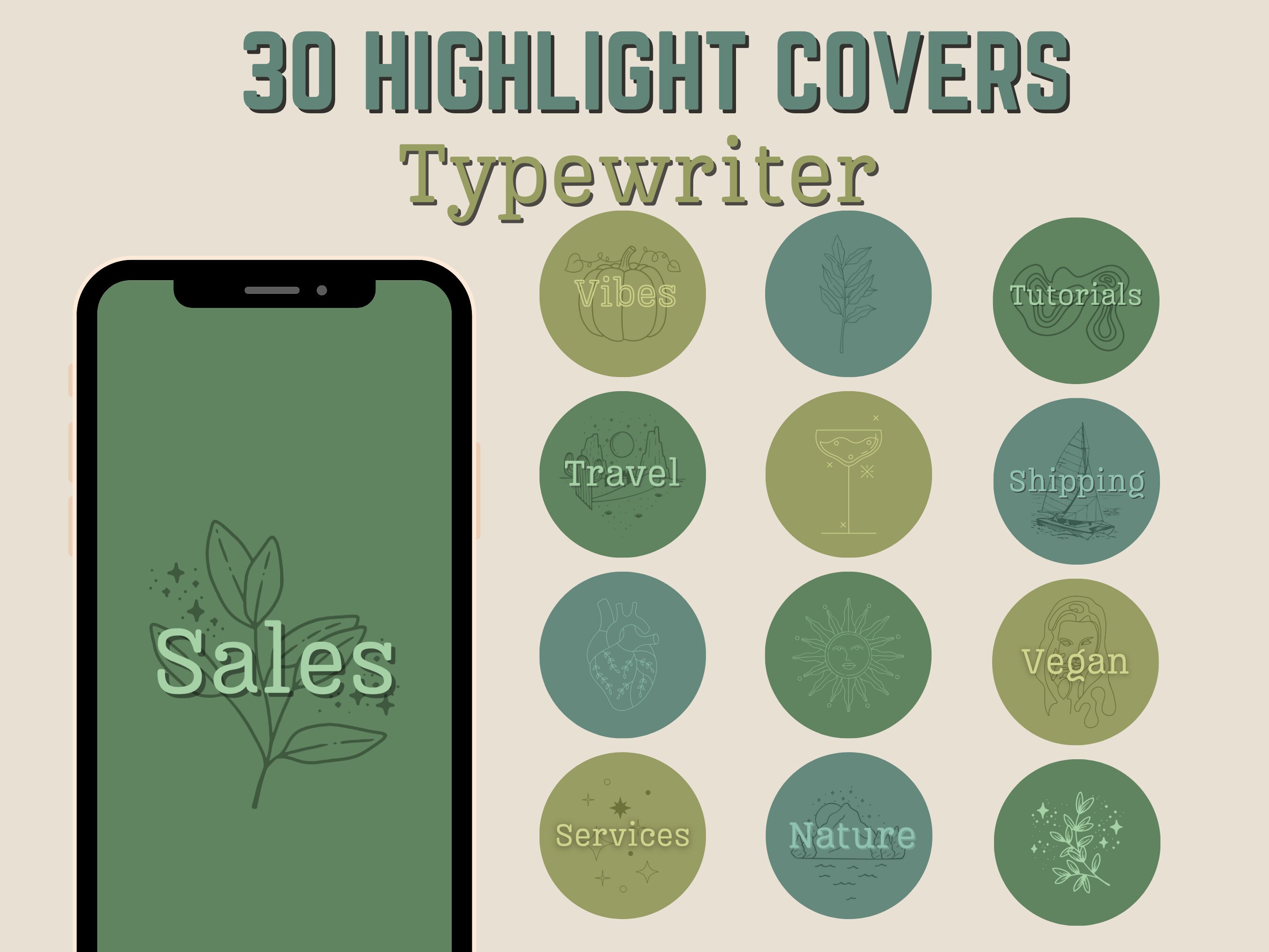 30 Typewriter Instagram Highlight Covers, Minimal IG Canva Template ...