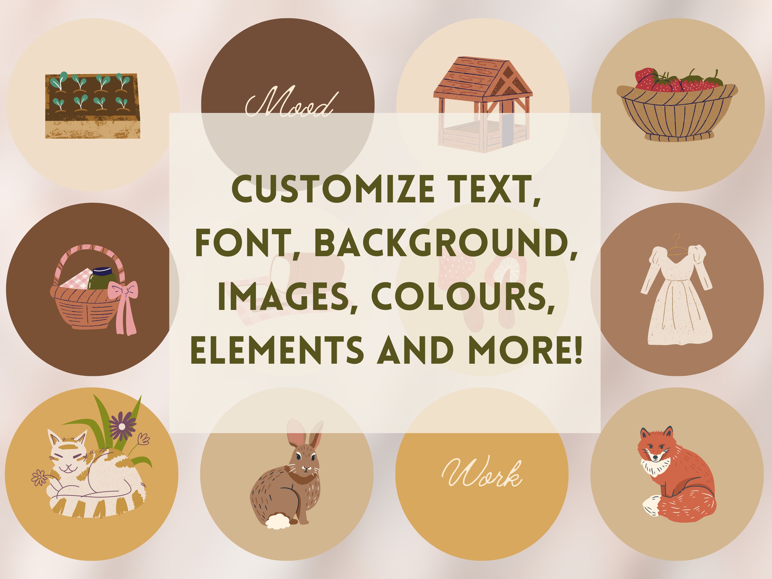 40 Instagram Highlight Covers Cottagecore Boho Canva Neutral Story IG ...