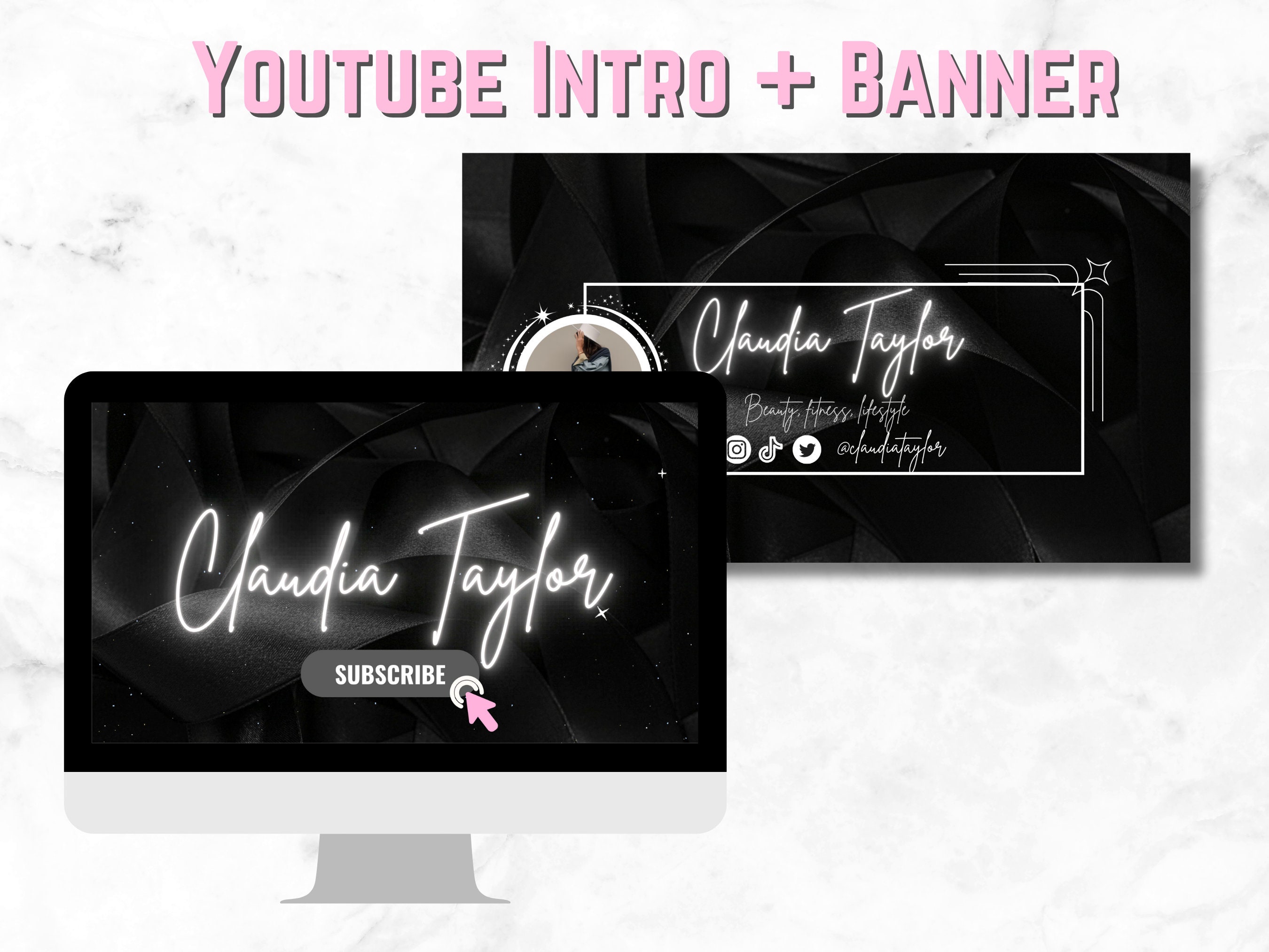 Youtube Intro Banner Template Luxury Youtube Branding Kit, White ...