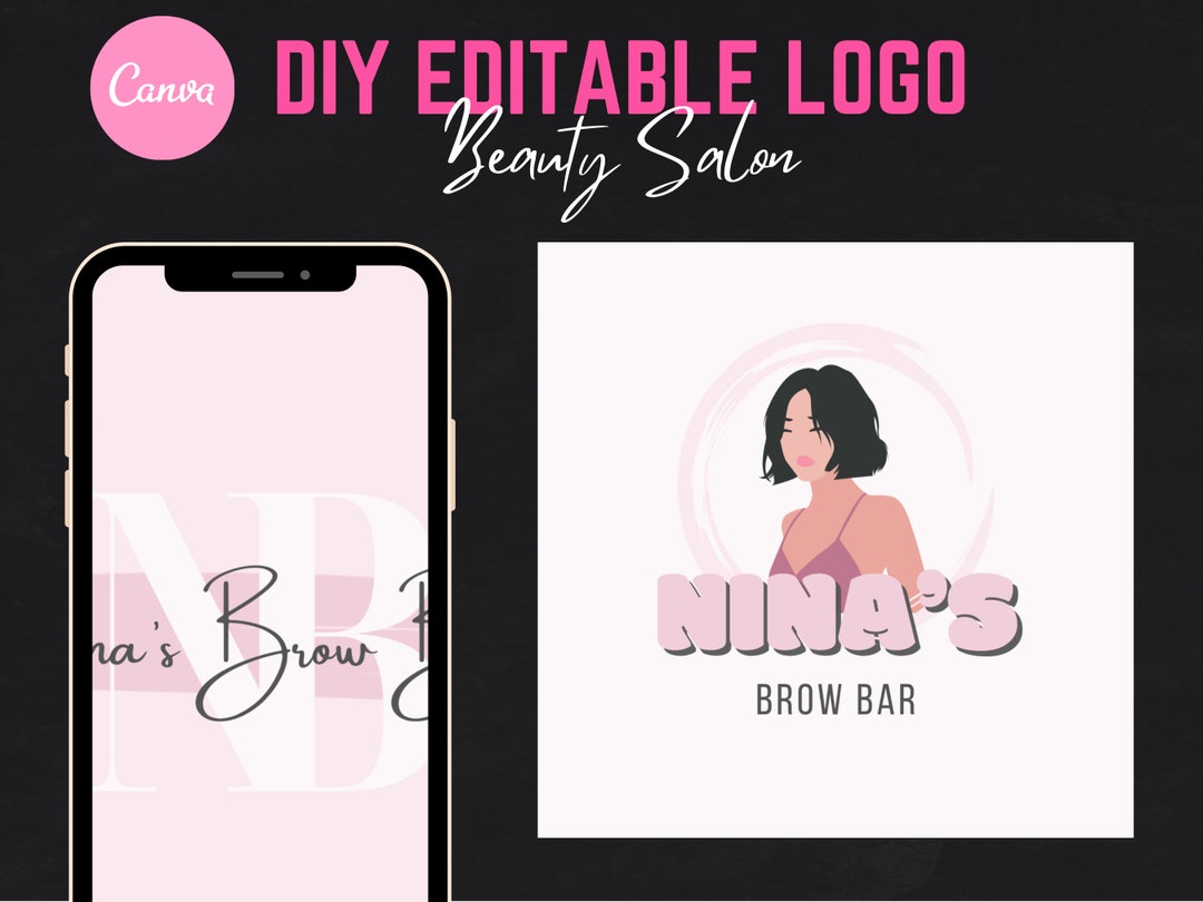 DIY Brow Logo, Pink Brow Artist Logo, Small Business Logo Design, DIY ...