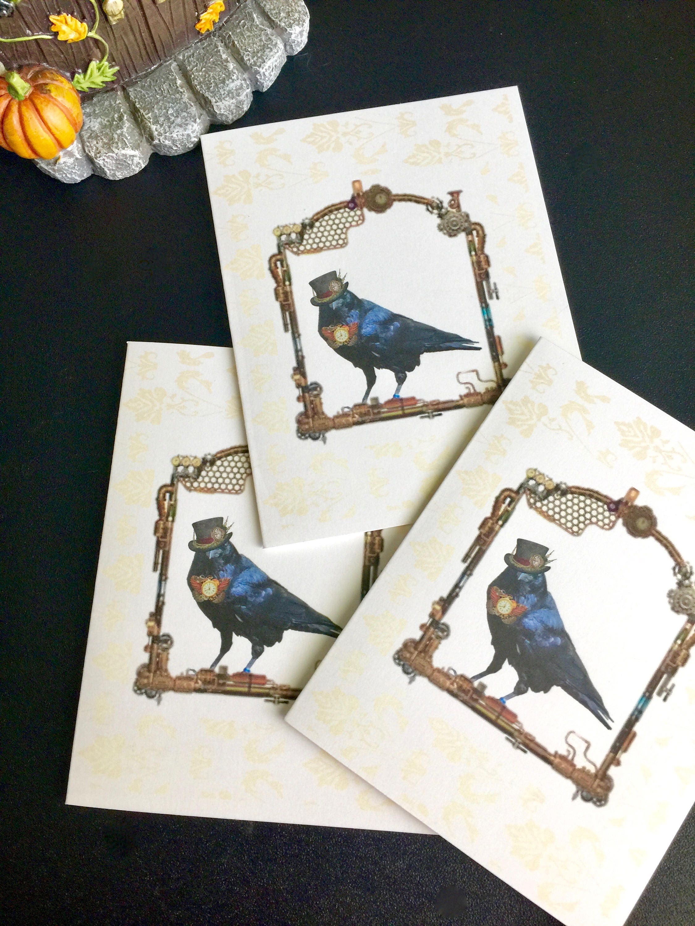 Steampunk Raven Handmade Notecards With Eco-friendly Envelopes - Etsy