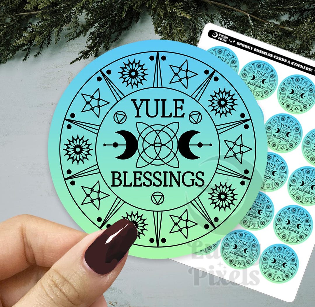 Yule Blessings Sticker Sheet for Packaging - Witch, Yuletide, Festive ...