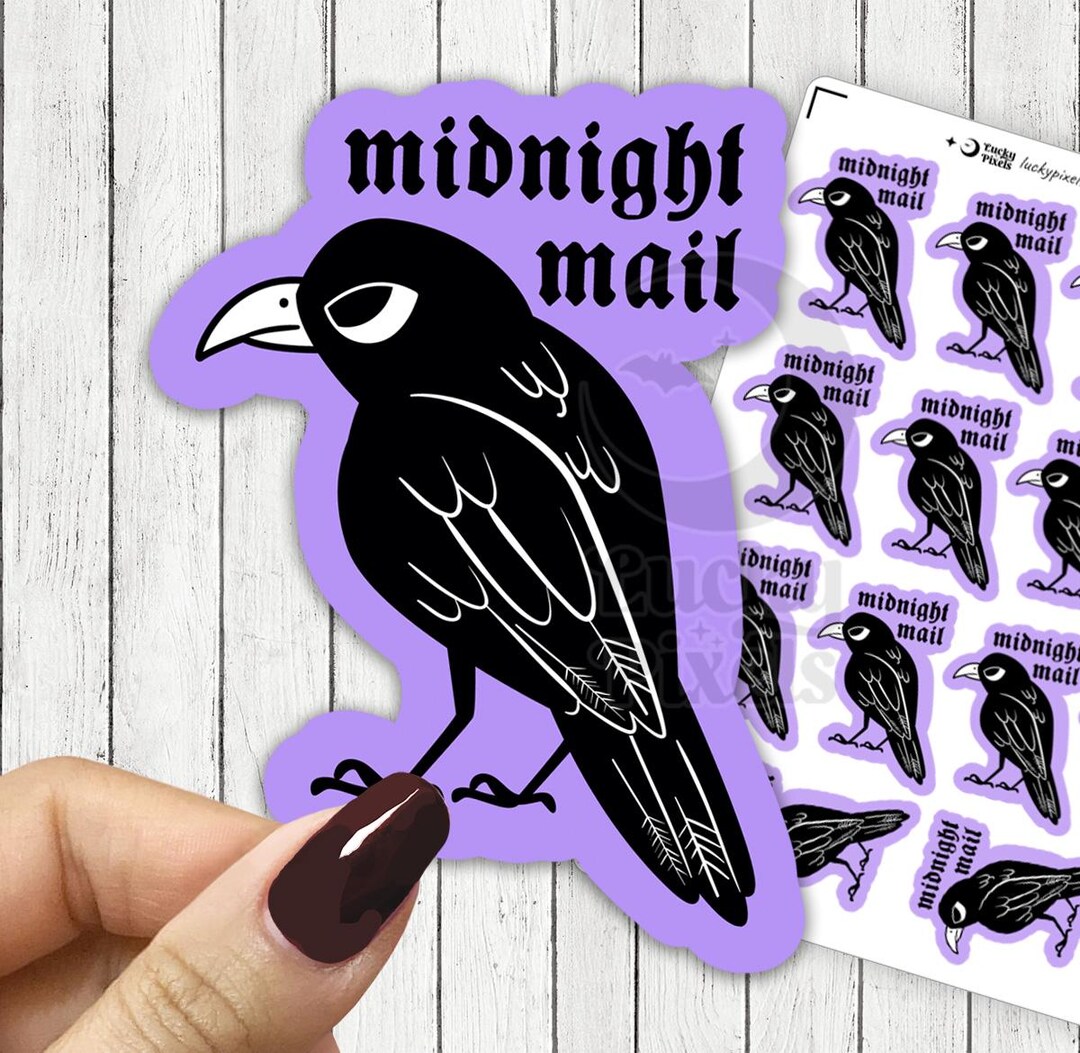 Midnight Mail Black Raven Sticker Sheet : Goth Small Business Packaging ...