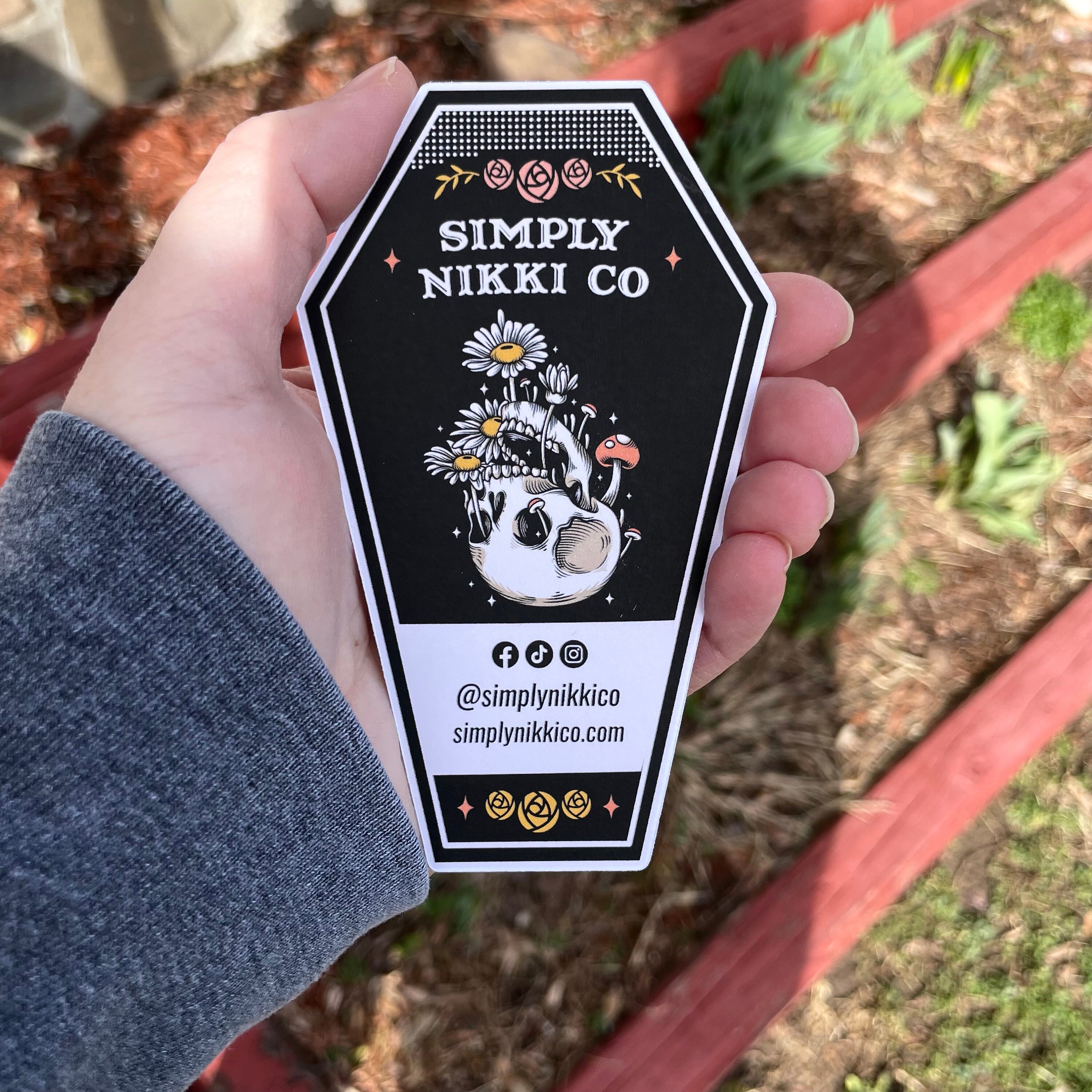 Coffin Shaped Business Card Skull and Daisies Great for - Etsy