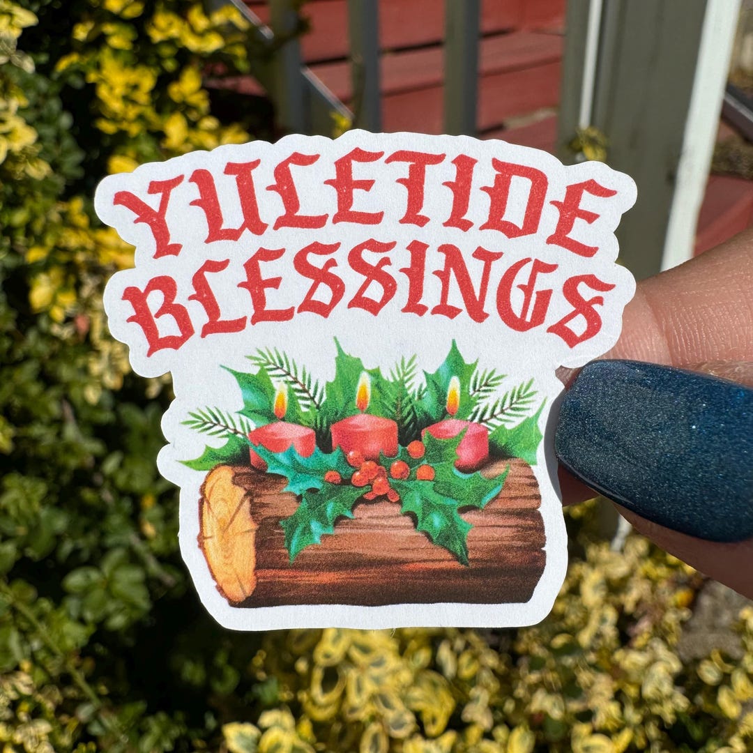 Yuletide Blessings Yule Log Sticker Sheet for Packaging Witch, Yuletide ...