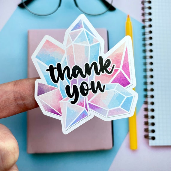 Watercolor Crystals Thank You Stickers Small Shop Stickers | Etsy