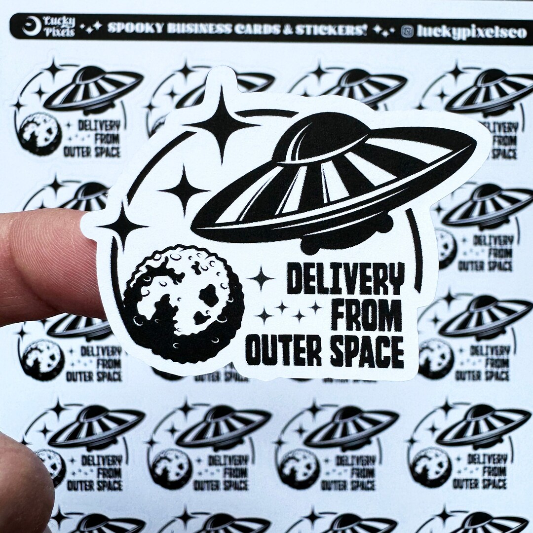 Delivery From Outer Space UFO Sticker Sheet for Packaging - Goth, Alt ...