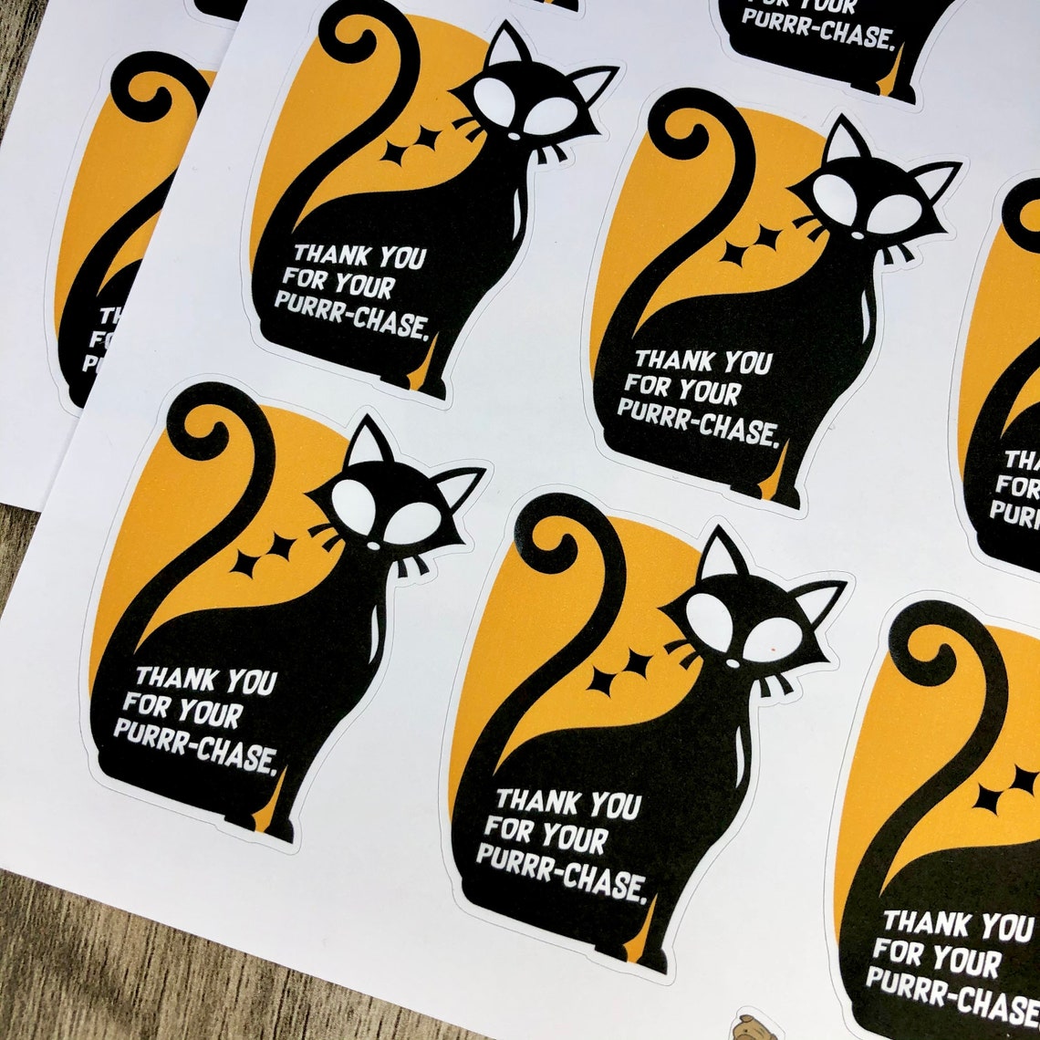 Thank You for Your Purrr-chase Cat Sticker Sheet, Black Cat, Witchy ...