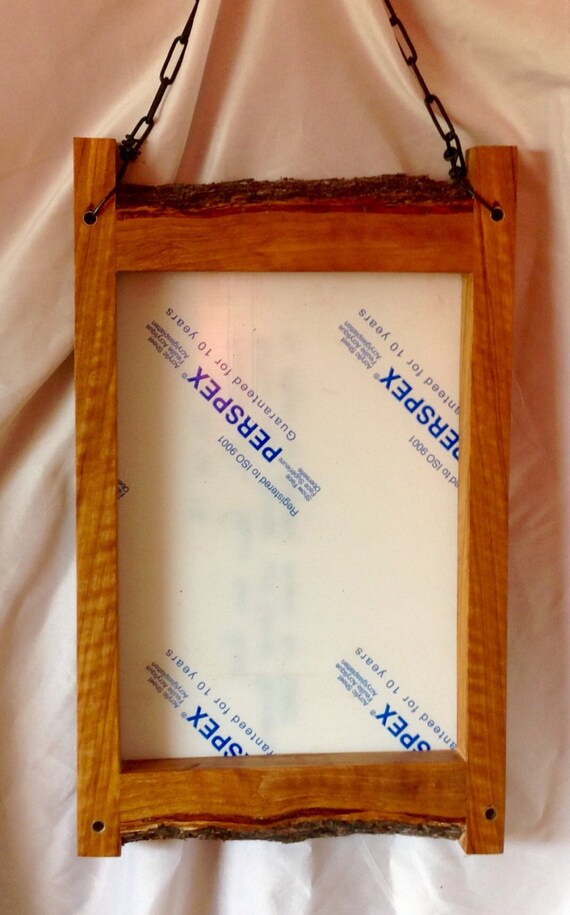 Olive Wood picture frame with two natural bark edges. | Etsy