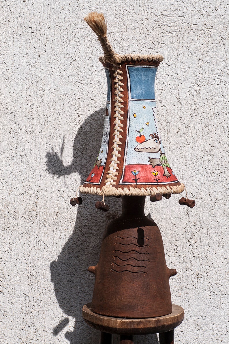 Handmade Pulp Clay Pottery Lamp: Rustic "fairy-tale Characters" Decor ...