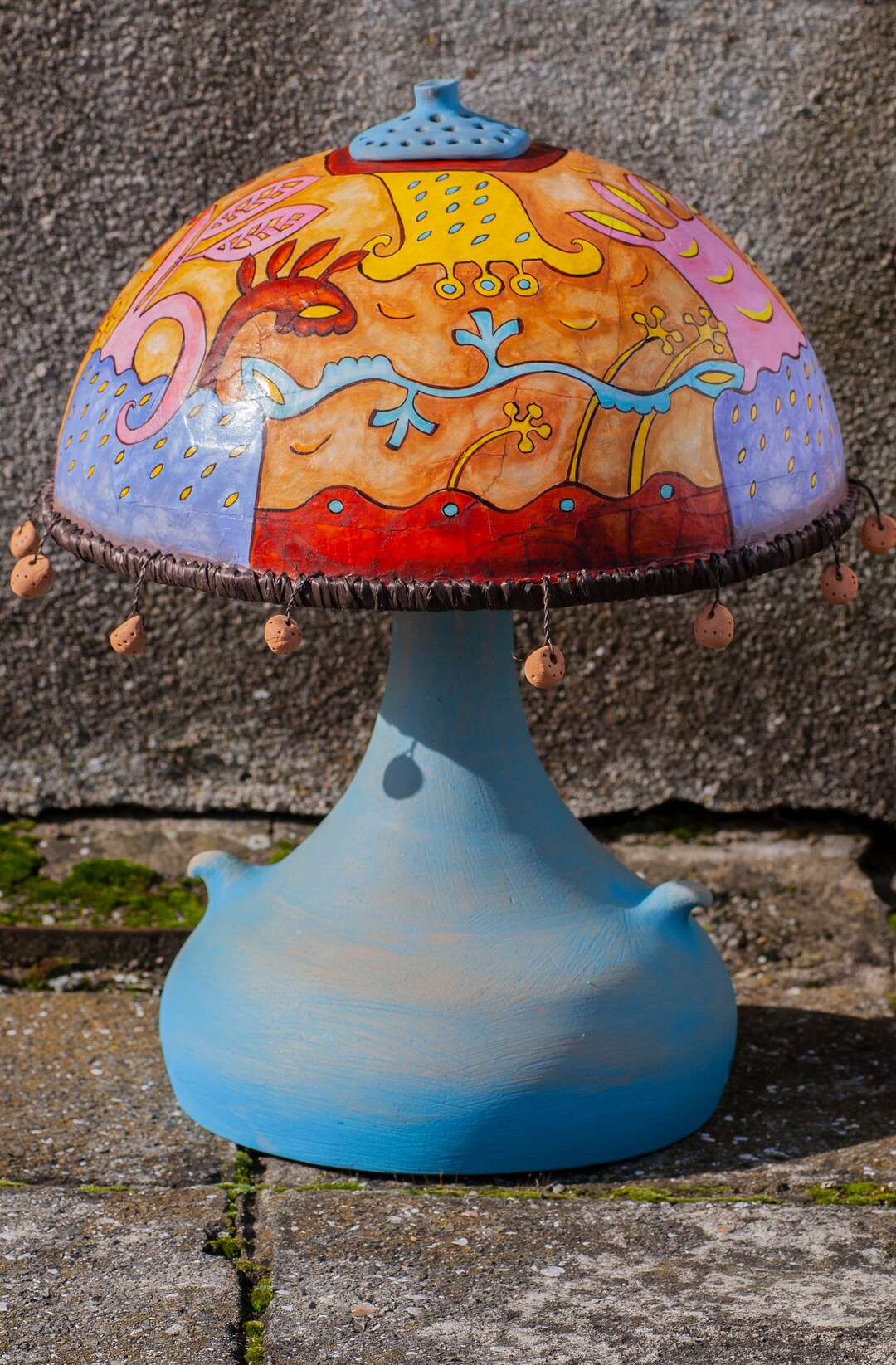 Boho Lamp, Red Lamp, Home Decor Rustic, Abstract Lamp, African Tribal ...