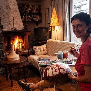 Boho Lamp, Red Lamp, Home Decor Rustic, Abstract Lamp, African Tribal ...