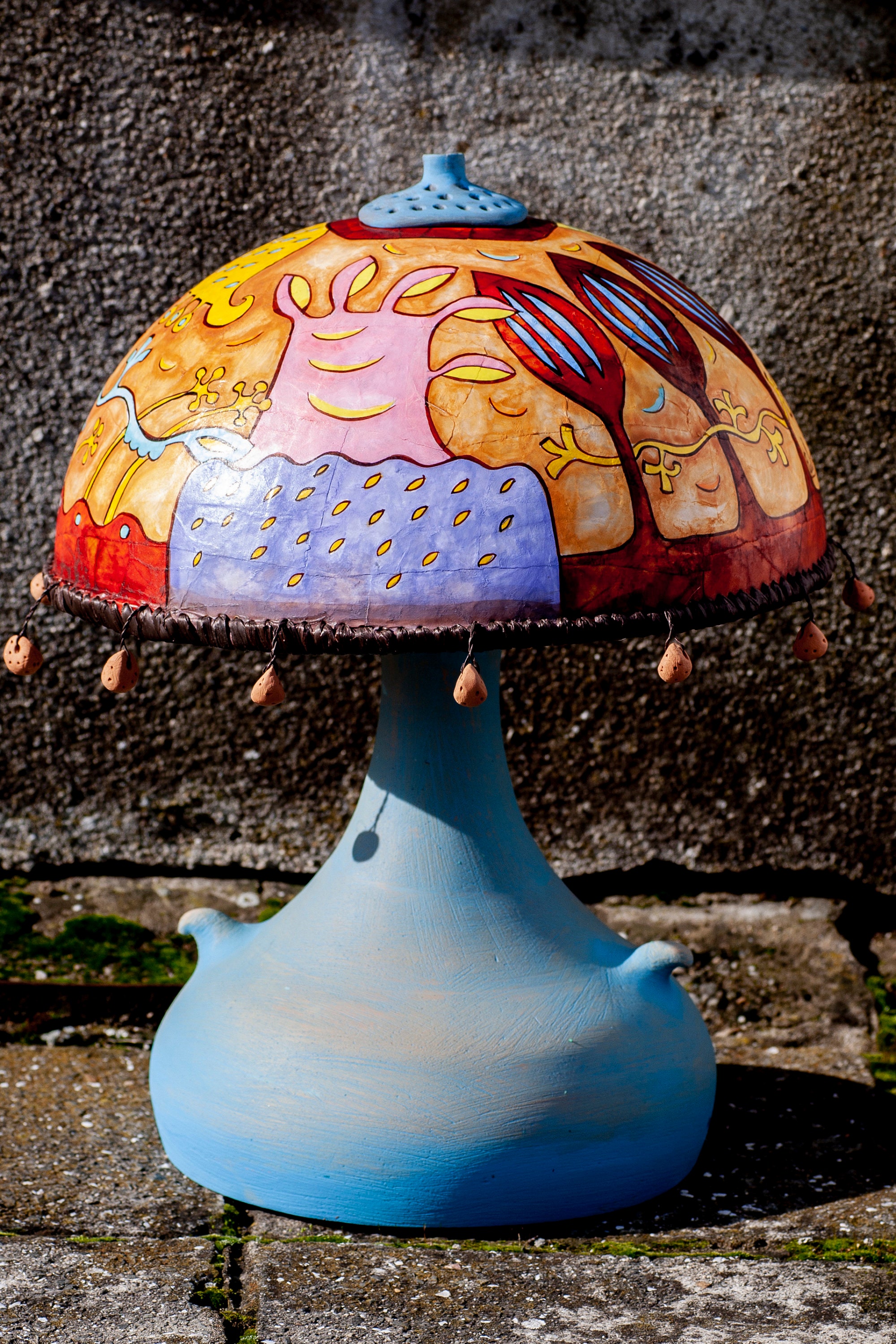 Boho Lamp, Red Lamp, Home Decor Rustic, Abstract Lamp, African Tribal ...