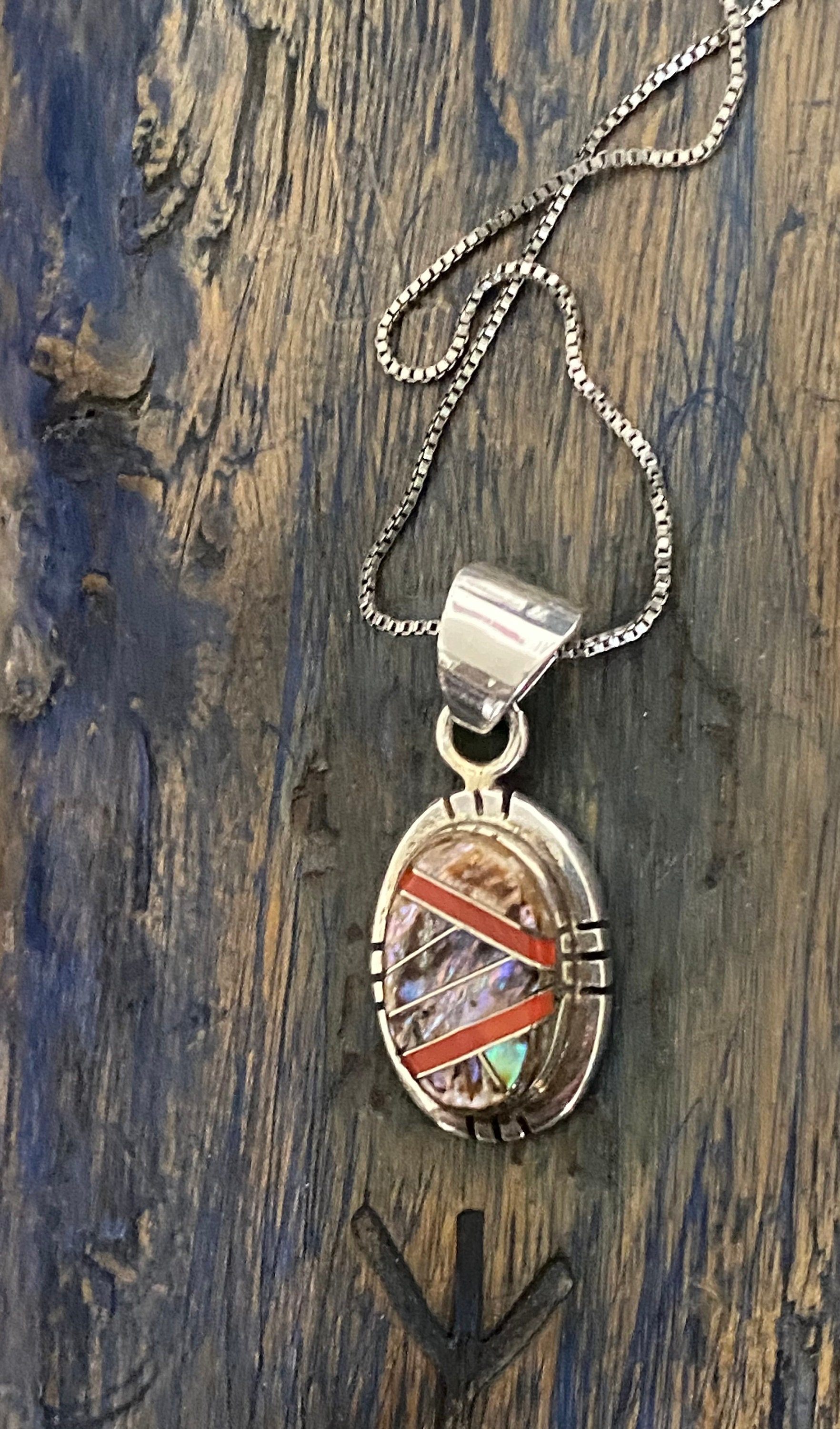 Vintage Zuni Fred Weekoty Abalone Spiny Oyster Sterling Pendant With ...