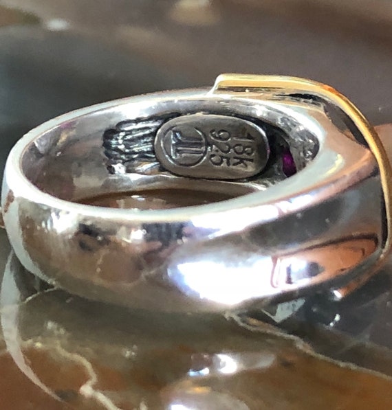 Designer 925 and 18K Gold Ruby Modern Ring - Gem