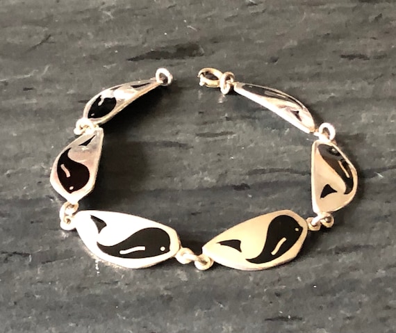 Vintage Danish Meka Sterling Silver Whale Link Bracel… - Gem