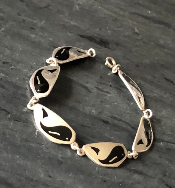 Vintage Danish Meka Sterling Silver Whale Link Bracel… - Gem