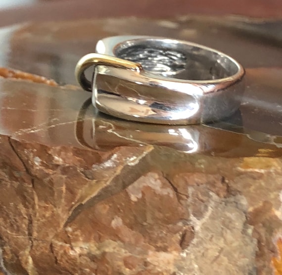 Designer 925 and 18K Gold Ruby Modern Ring - Gem