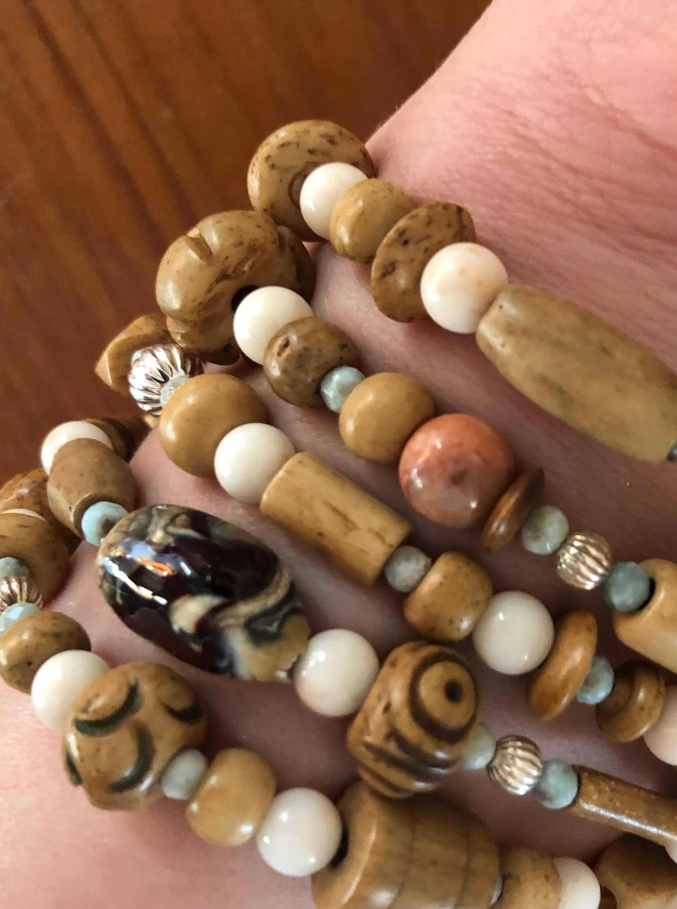 Artisan Bone Coral Peruvian Opal 925 Wrap Bracelet With Cultured Pearls ...