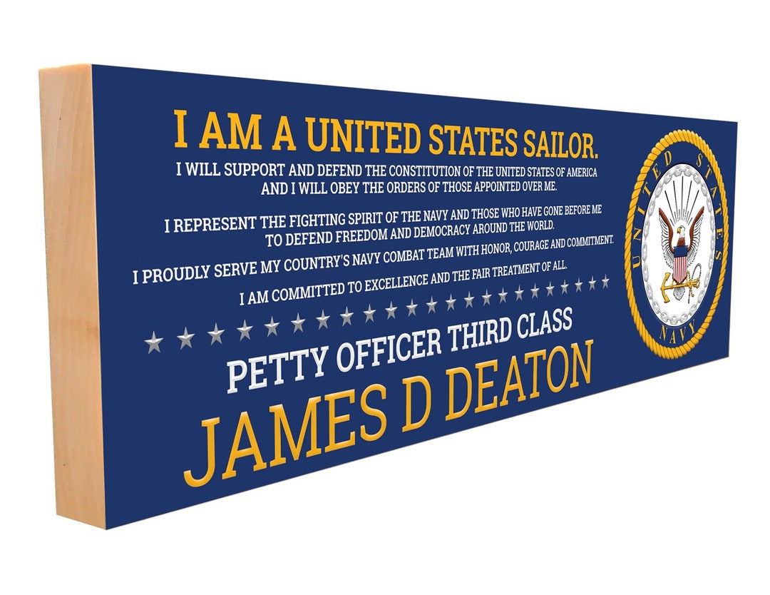 United States Navy Creed Emboss Printed With Personalization 4x12 ...