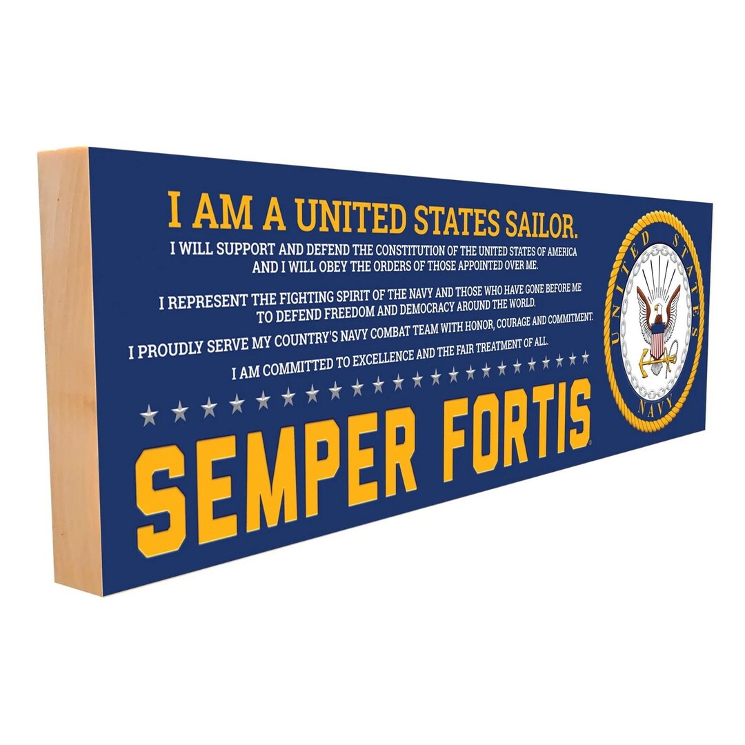 SEMPER-FORTIS With Navy Creed. 4x12 Emboss Printed Real Wood Sign - Etsy