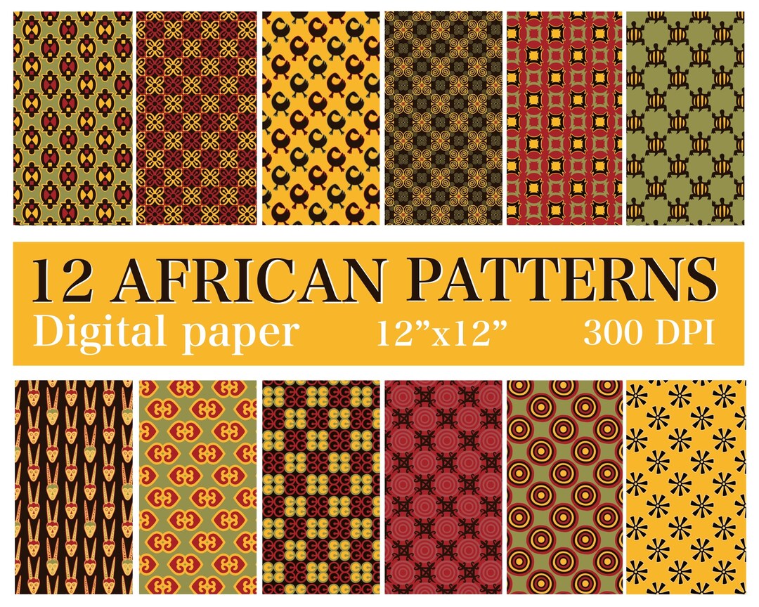 African Pattern Digital Paper African Seamless Ornament Set African ...