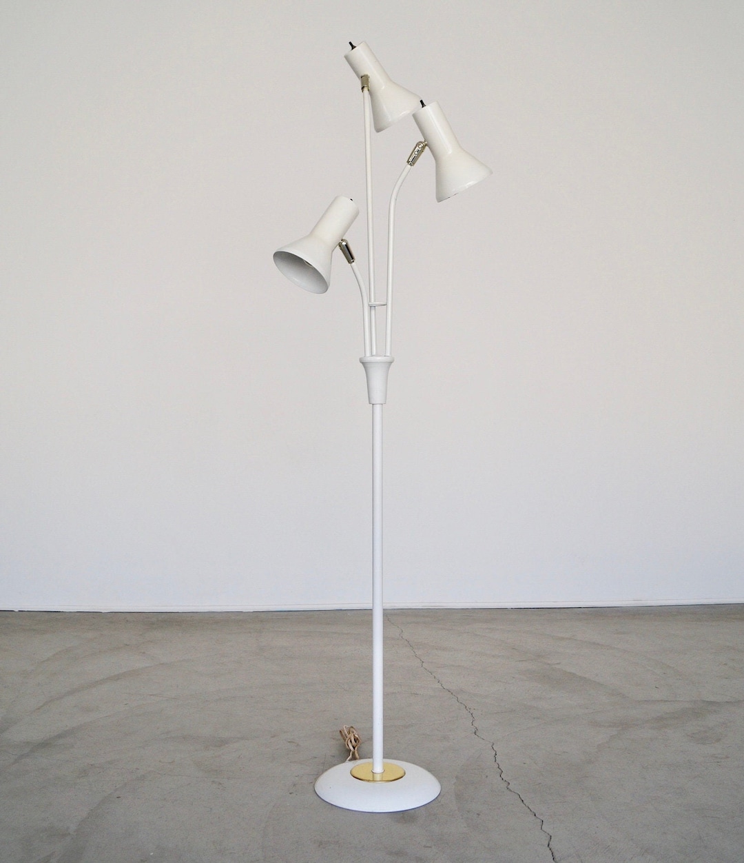 Mid-century Modern Triple Cone Light Floor Lamp in White & Brass! - Etsy