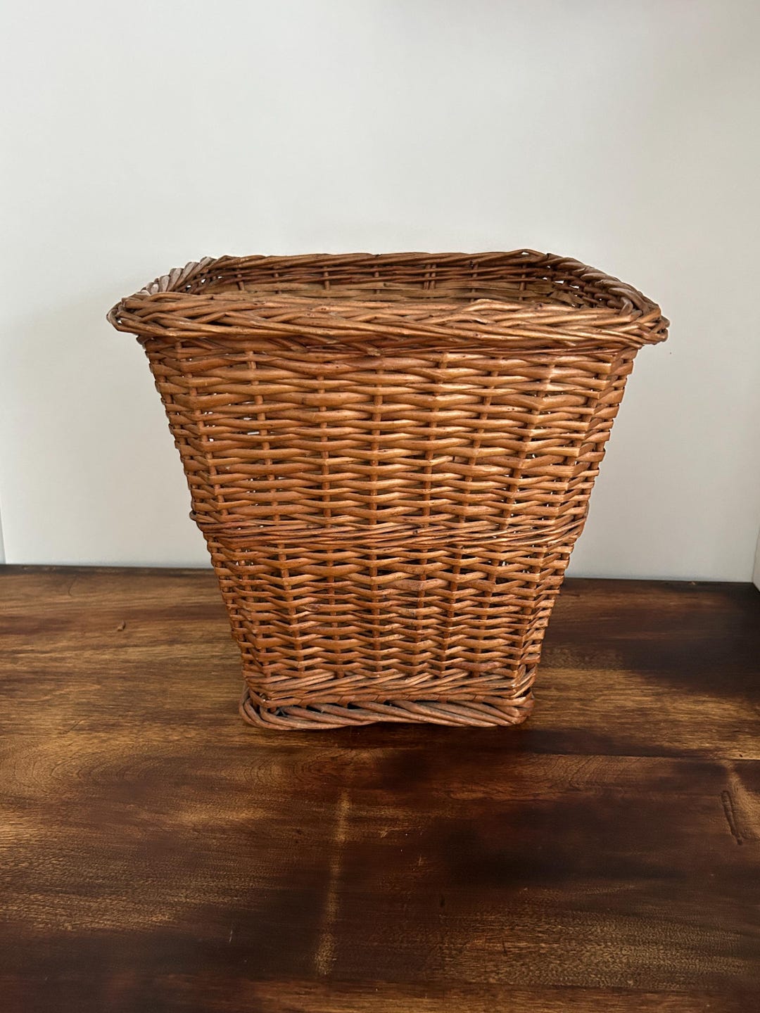 Vintage Wicker Basket--willow Wicker Basket--12'' Tall Basket--12x12x13 ...