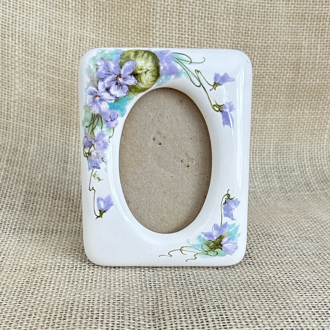 Vintage 2x3 Ceramic Framemini Frame With Violets2 X 3 White Ceramic ...