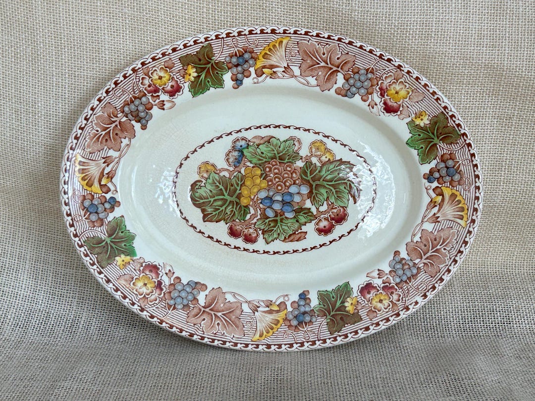 Vintage Wood's Burslem China Platter, Hyde Grape Vine Pattern, 12'' - Etsy