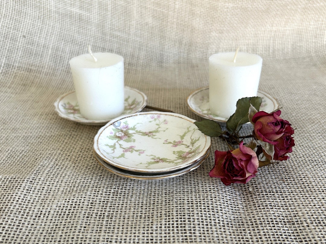 Vintage Butter Pat Dishesset of Four Antique Butter Patspink Flower ...
